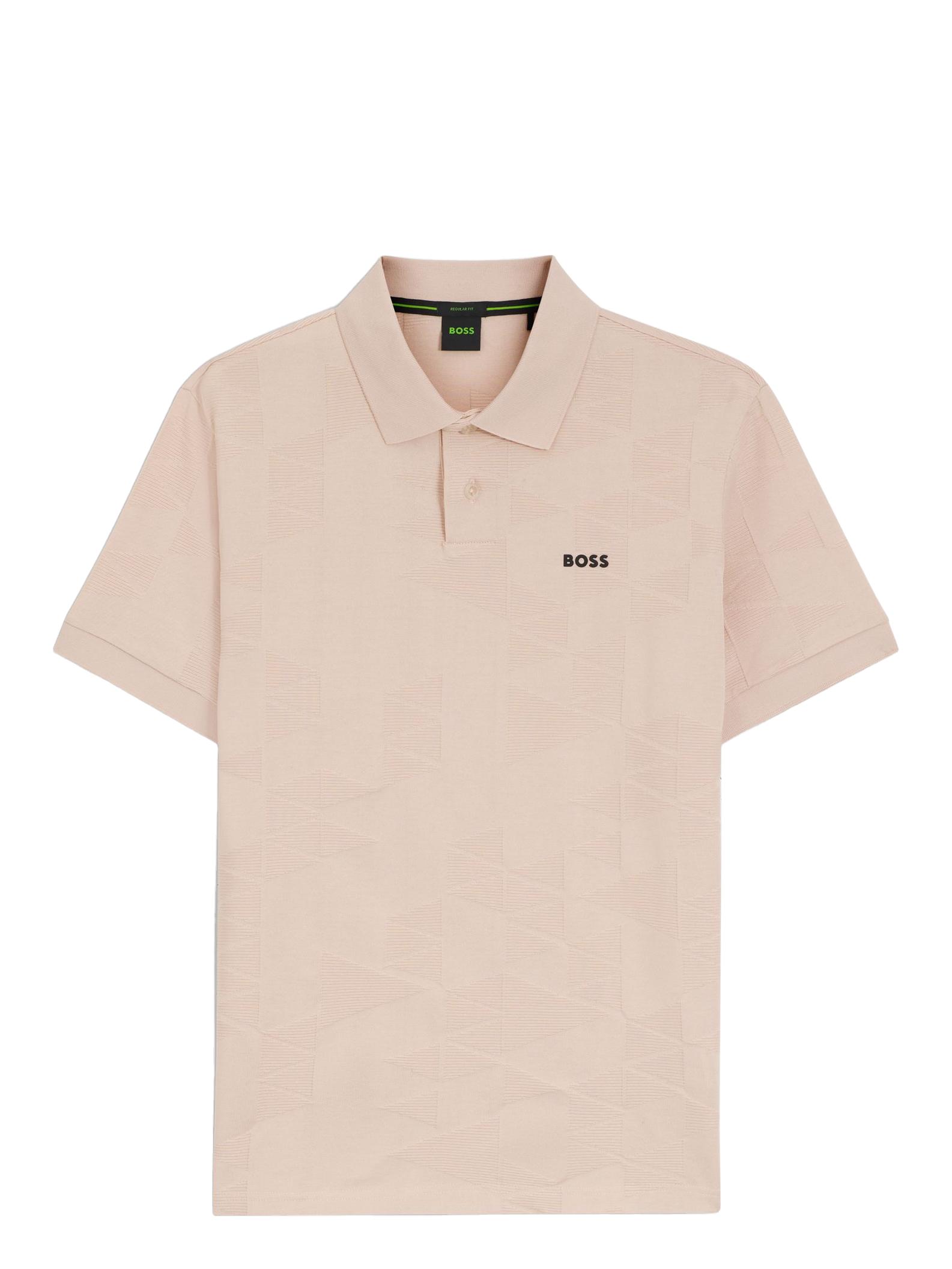 BOSS regular-fit cotton knit polo with 3d jacquard design
